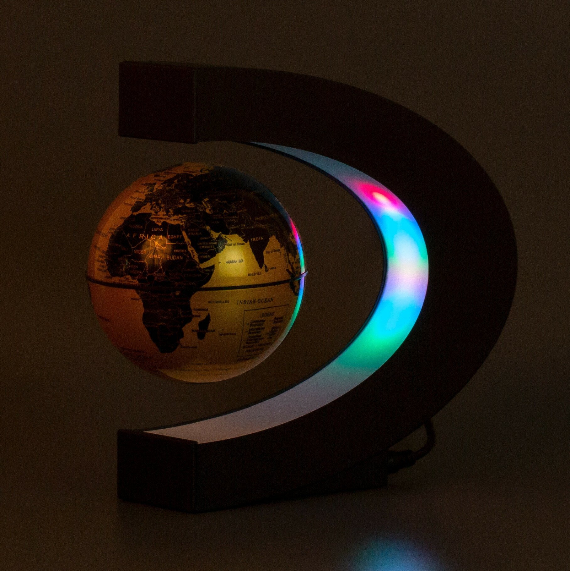Глобус LjM, левитирующий, с RGB-подсветкой, золотой, D - 9 см