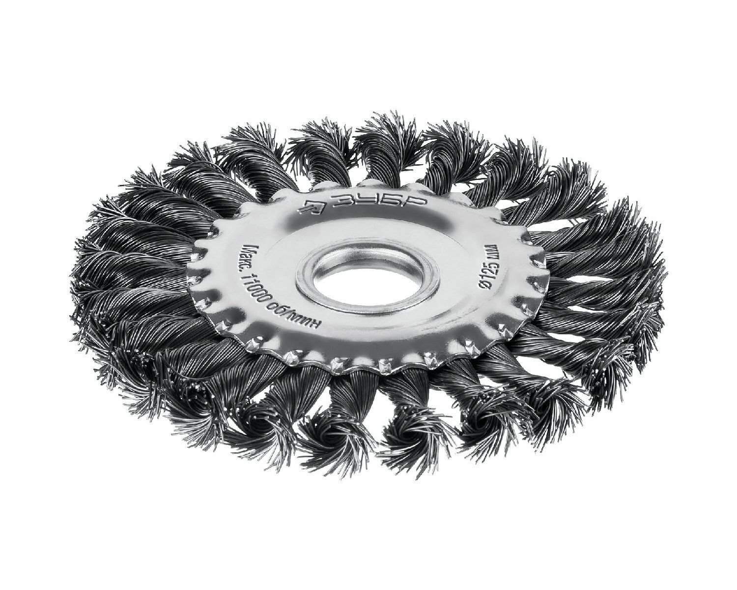 Щетка дисковая для УШМ ЗУБР 125 мм диаметр 0 5 мм стальная жгутированная проволока посадка 22 мм