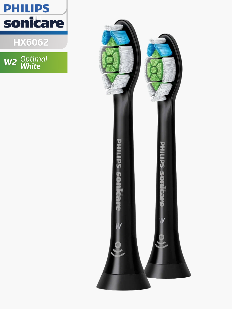 Насадки Philips HX6062 Optimal White Черные, 2 шт
