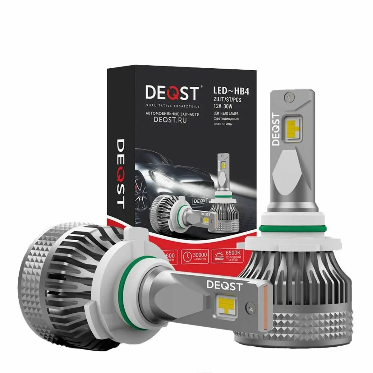 Лампа Светодиодная Hb4 P22D 12V 30W 6500K 3600Lm 2Шт(Deqst 237001)