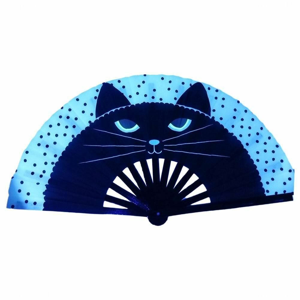 Китайский светоотражающий складной веер 33 см, градиентный красочный музыкальный фестиваль, ручной веер Rave