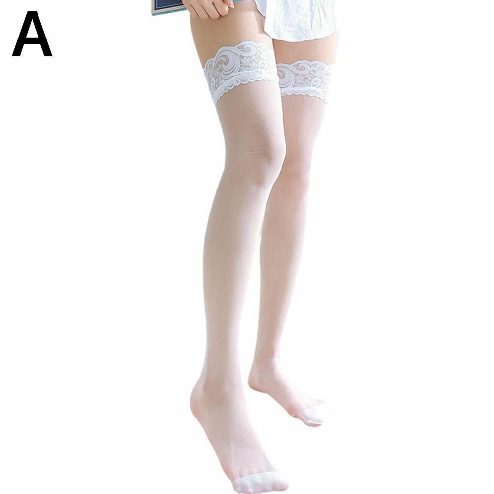 Кружевные длинные нескользящие силиконовые шелковые полупрозрачные сексуальные чулки выше колена