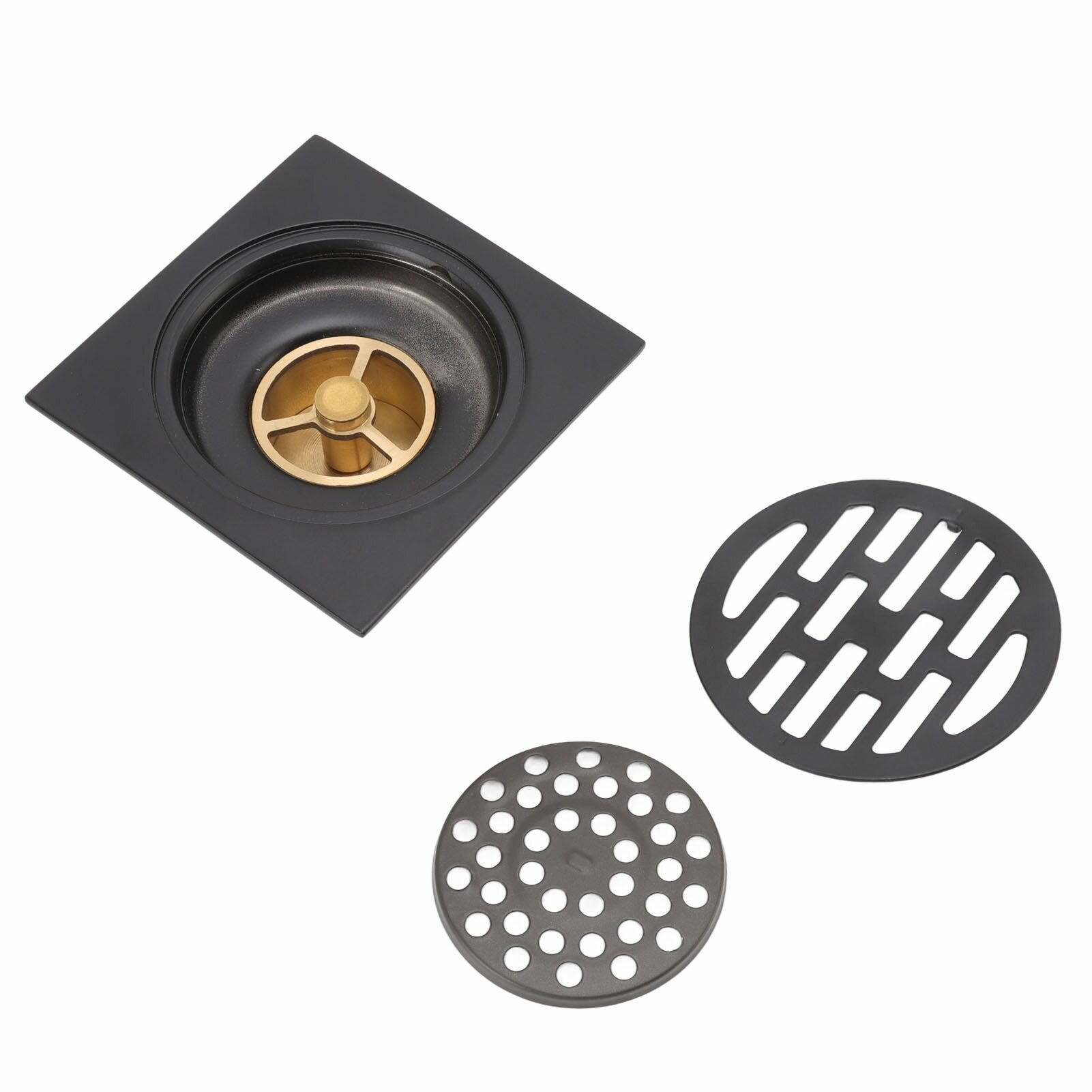 Трап для пола в европейском стиле, античная квадратная решетка для душа из нержавеющей стали и меди для балкона, кухни, черный
