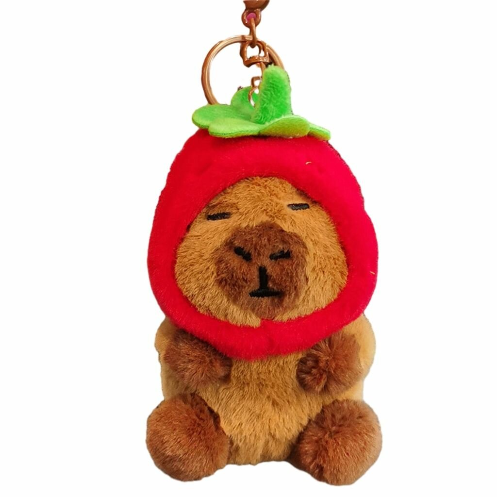 (1шт) Брелок для ключей Capibara-Головной убор Capybara Strawberry