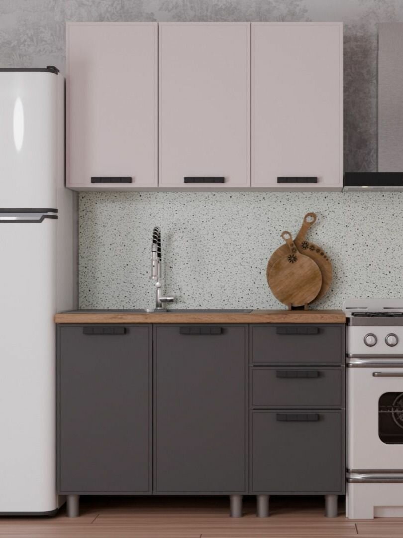 Кухонный гарнитур без столешницы без ручек 2м Кашемир/Сталь мдф