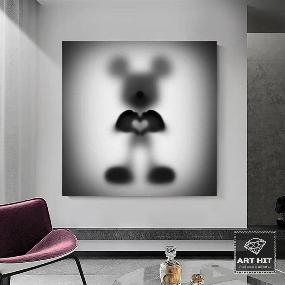 Картина на стену для интерьера - "Микки Маус, мультперсонажи", 40х40 см.