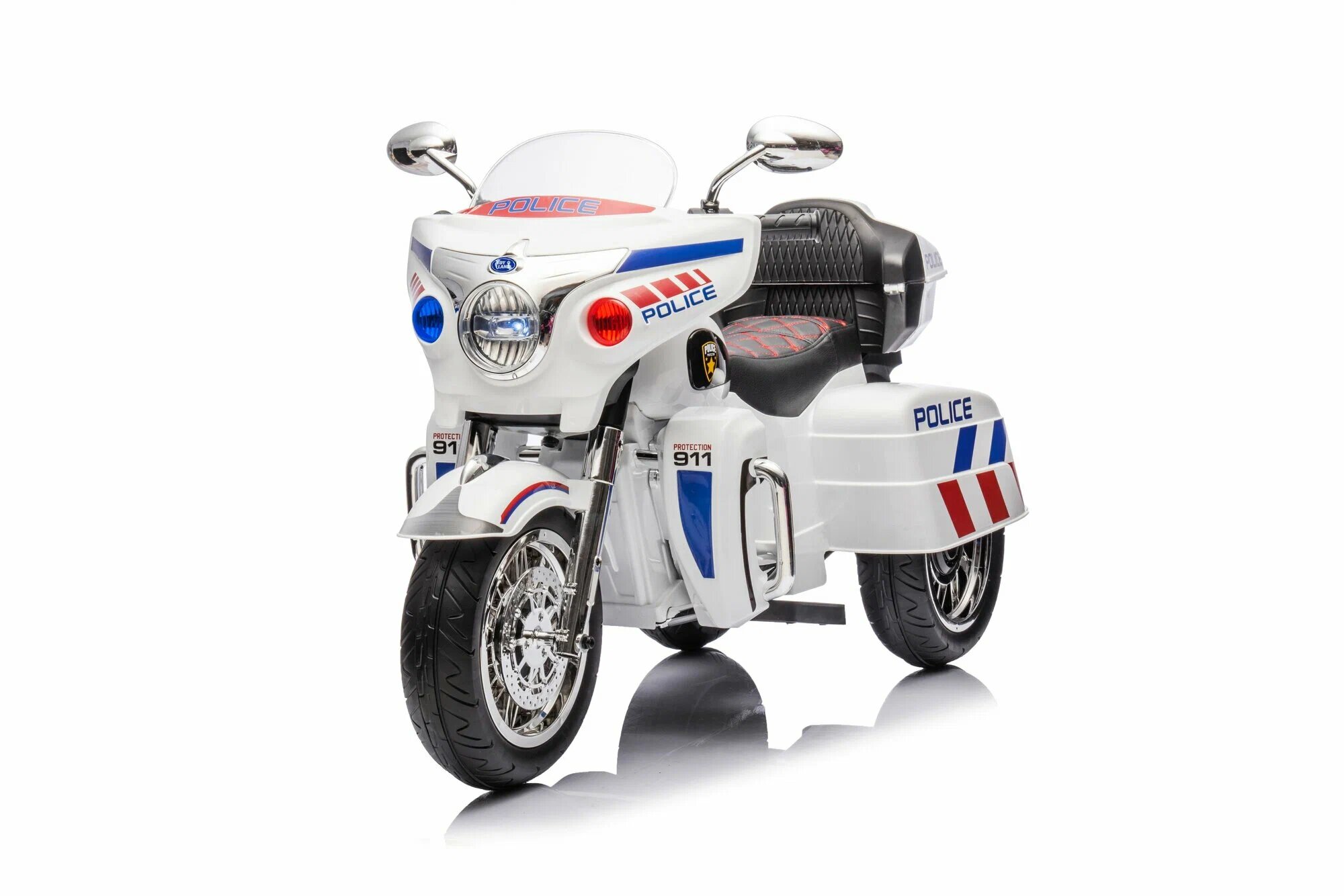 Детский трицикл Toyland Harley-Davidson Police, 12В, задний привод, белый