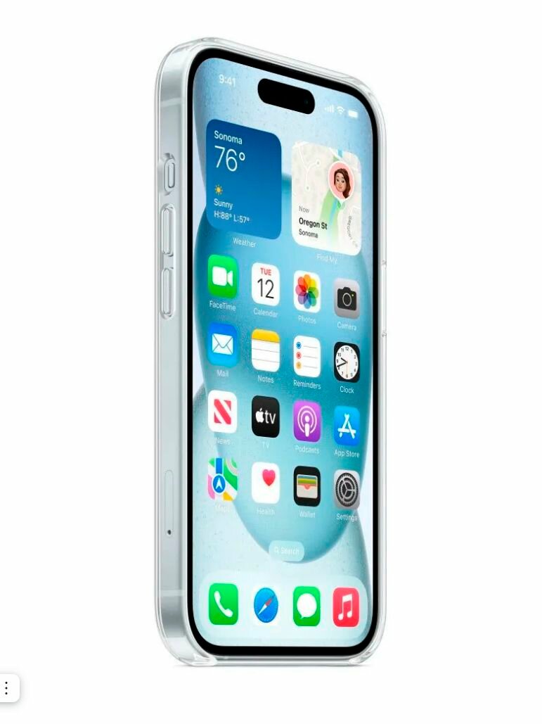 Чехол Apple для iPhone 15, силиконовый, прозрачный "Clear Case" — фото 1