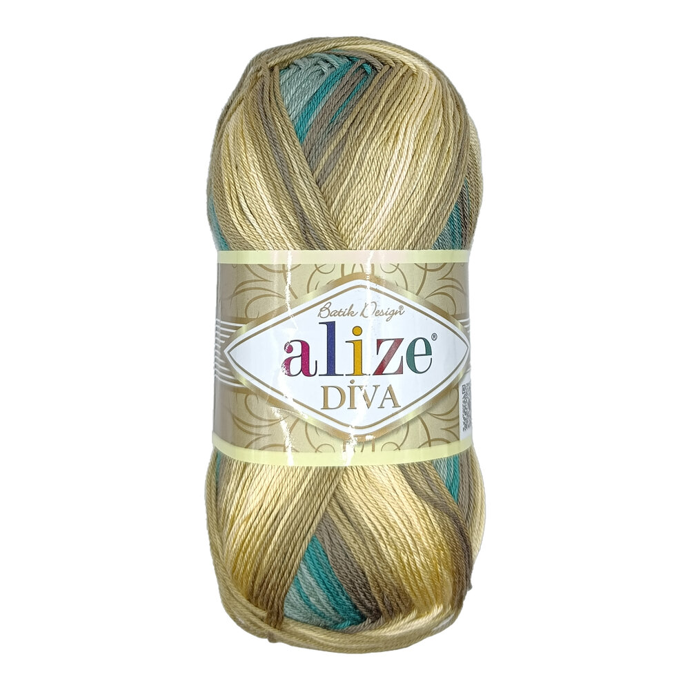 Пряжа для вязания Alize Diva batik 3307 коричневый зеленый 100 гр/350 м 100% микрофибра