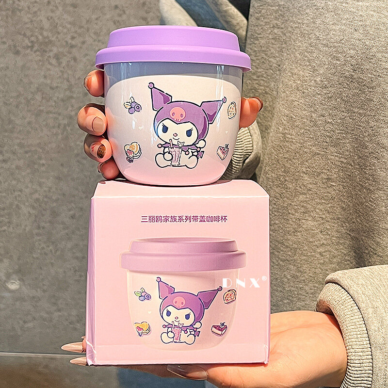 Милая мини-кружка для воды Sanrio, кофейная кружка с крышкой, керамическая кружка для дома, подарок на день рождения для девушки
