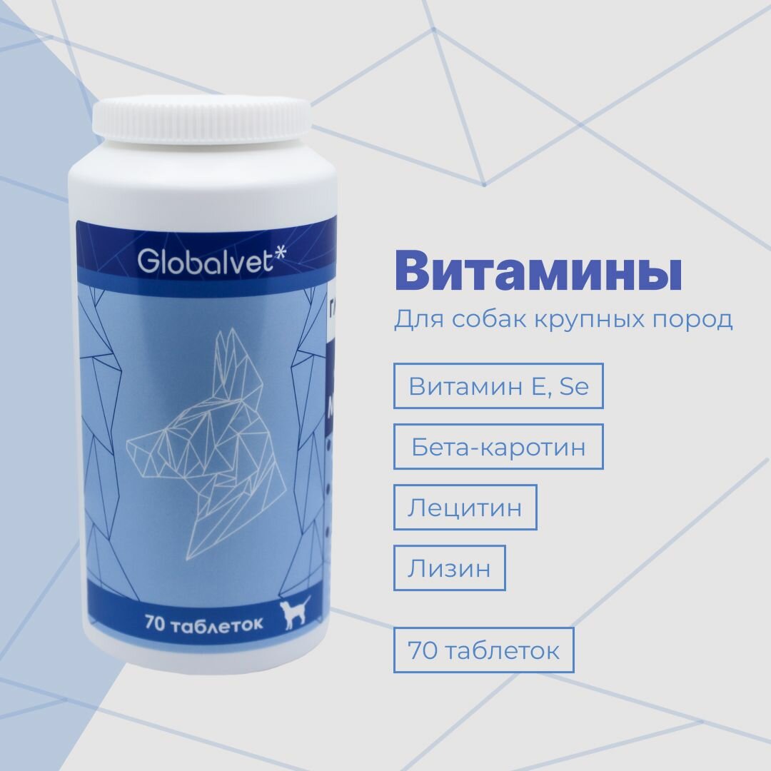 Витамины для взрослых собак крупных пород GlobalVit Multieffect 70 таб