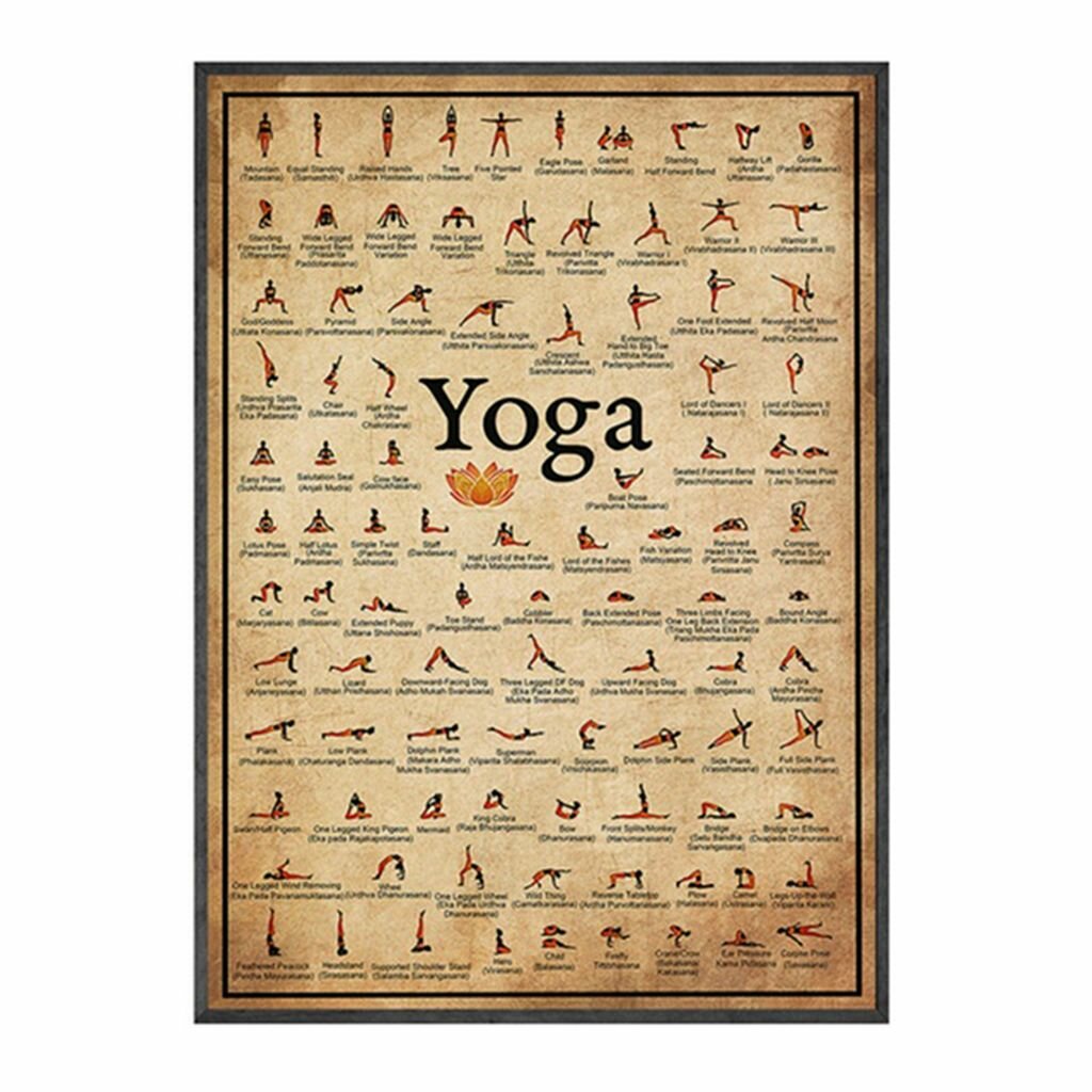 (Один) постер с изображением позы йоги в стиле ретро, декоративная картина (без рамки, только сердцевина) - 40x60 см