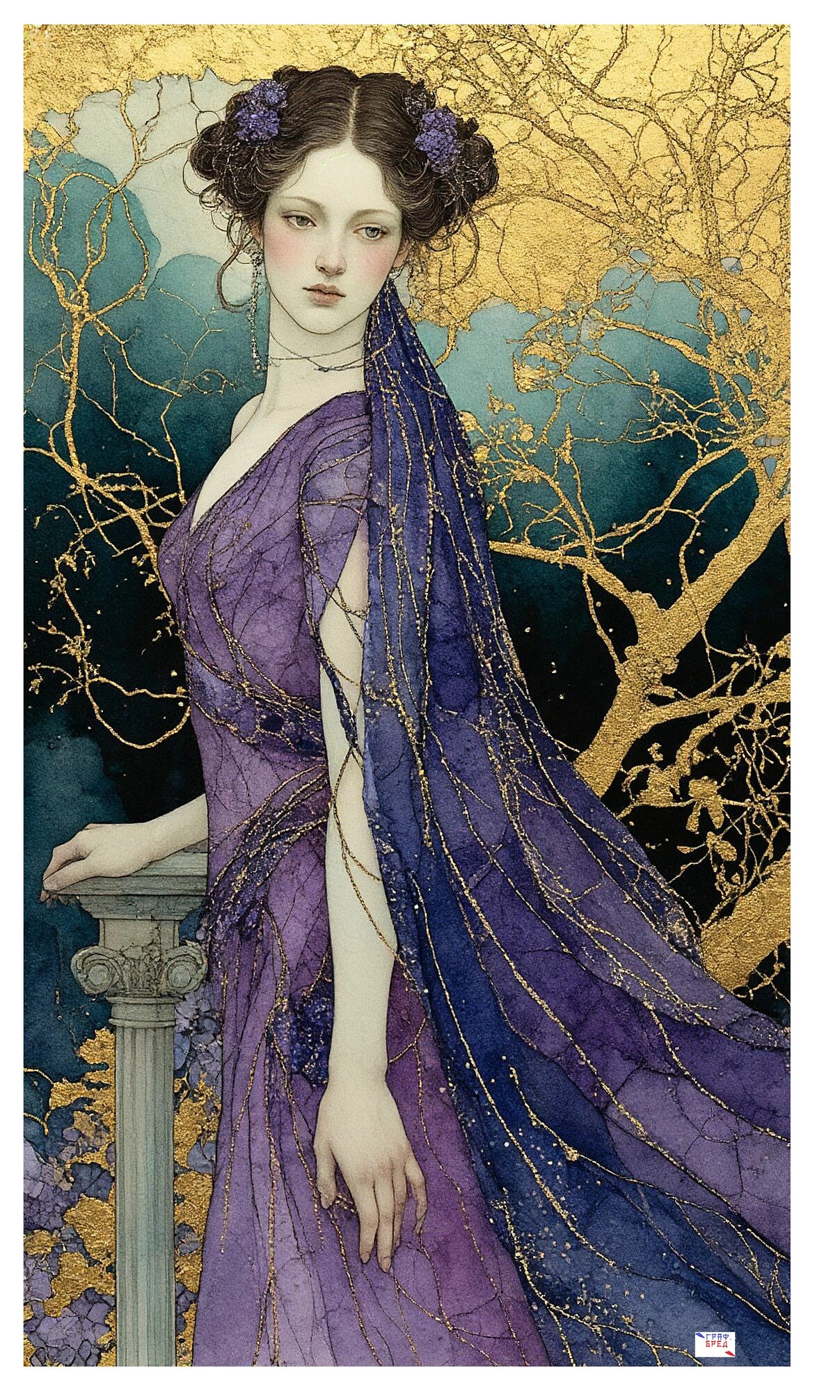 Постер Музея графического бреда "Девушка в стиле Врубеля", экосольвентные чернила.