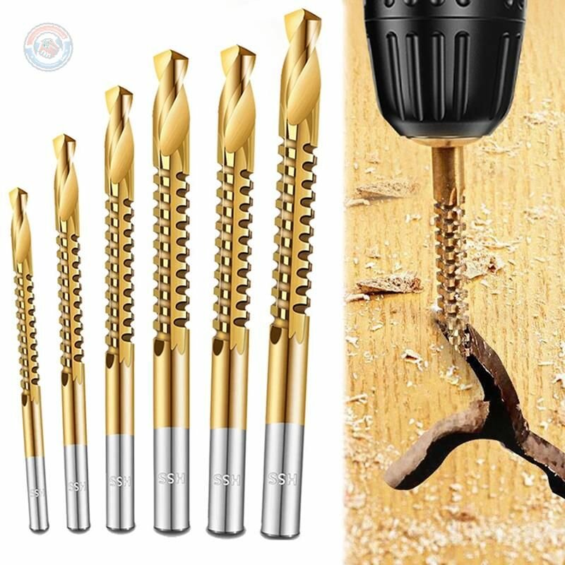 Набор сверл-фрез Кукуруза 3-8 мм с шестигранным хвостовиком для гравера и дрели по металлу и дереву 6 штук