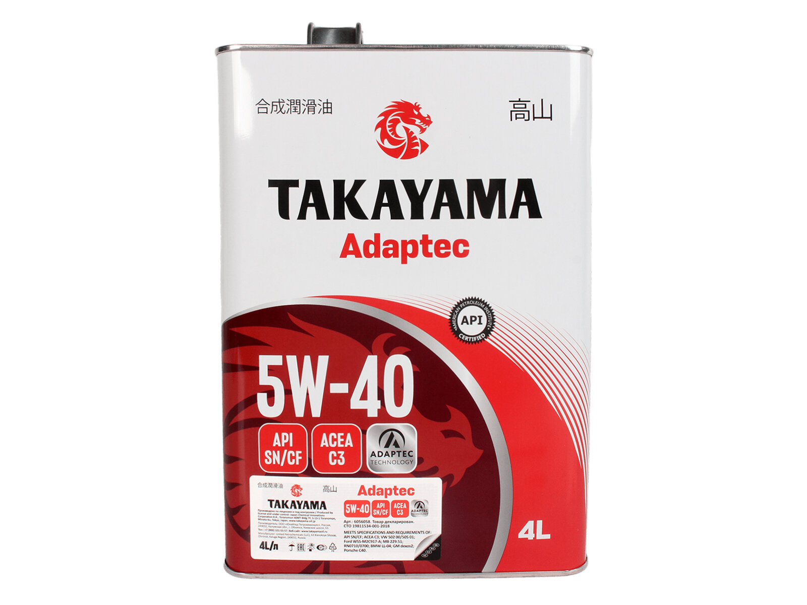 Масло моторное TAKAYAMA ADAPTEC 5W40 C3 4л