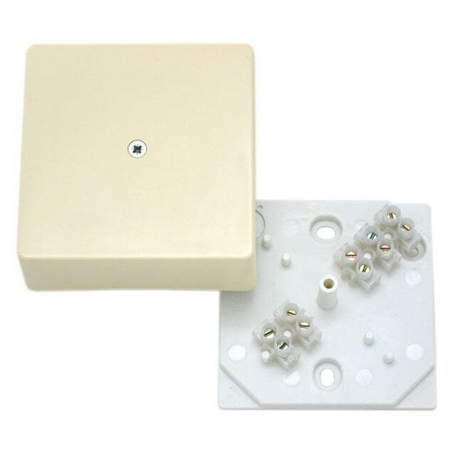 Коробка разветвительная HEGEL открытой установки с клеммниками 60х60х30 слоновая кость