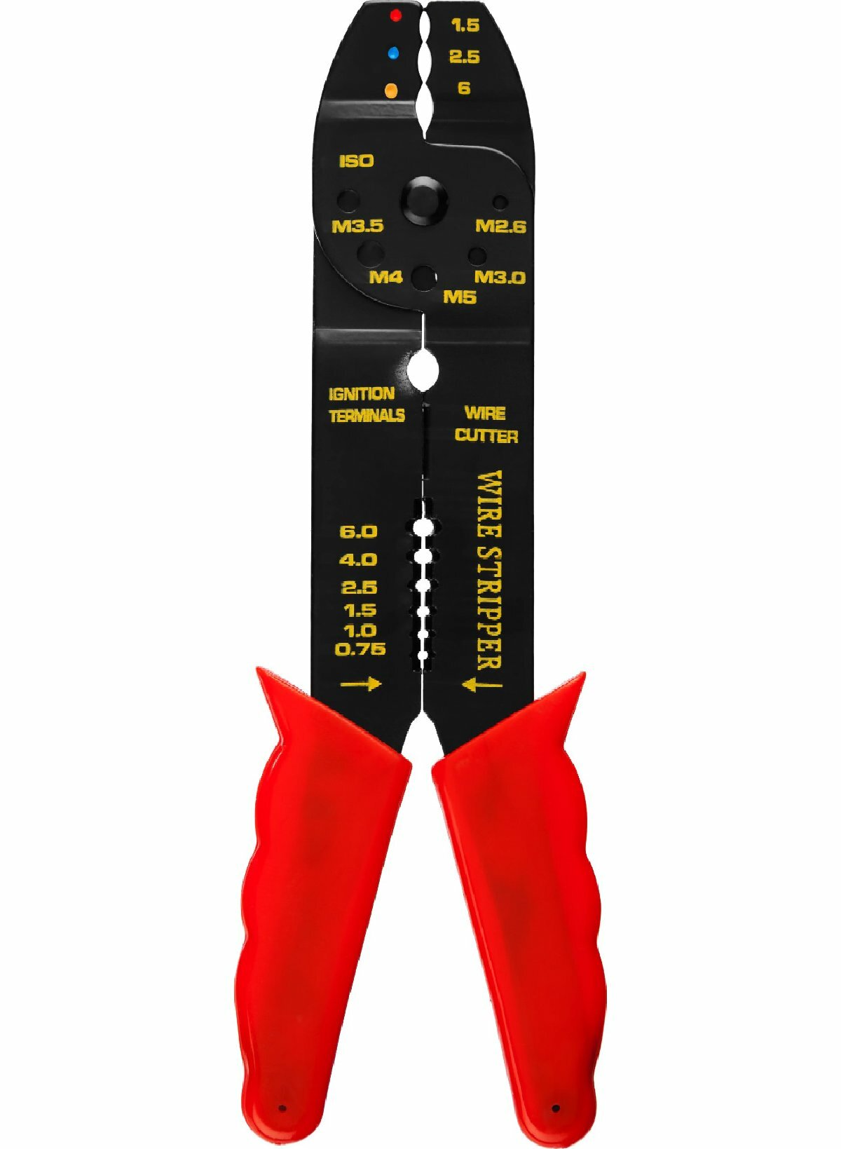 Многофункциональный стриппер MIRAX 0.75-6 мм2 с опрессовкой наконечников 1.5-6 мм2 винторезом М2.6-М5 кусачками и съемником изоляции