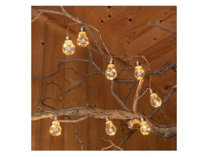 Садовая гирлянда на солнечной батарее GLOW, 10 прозрачных "Ретро" ламп, с тёплым белым свечением, мерцание, 4.5+5 м, черный PVC провод, уличная, Kaemingk