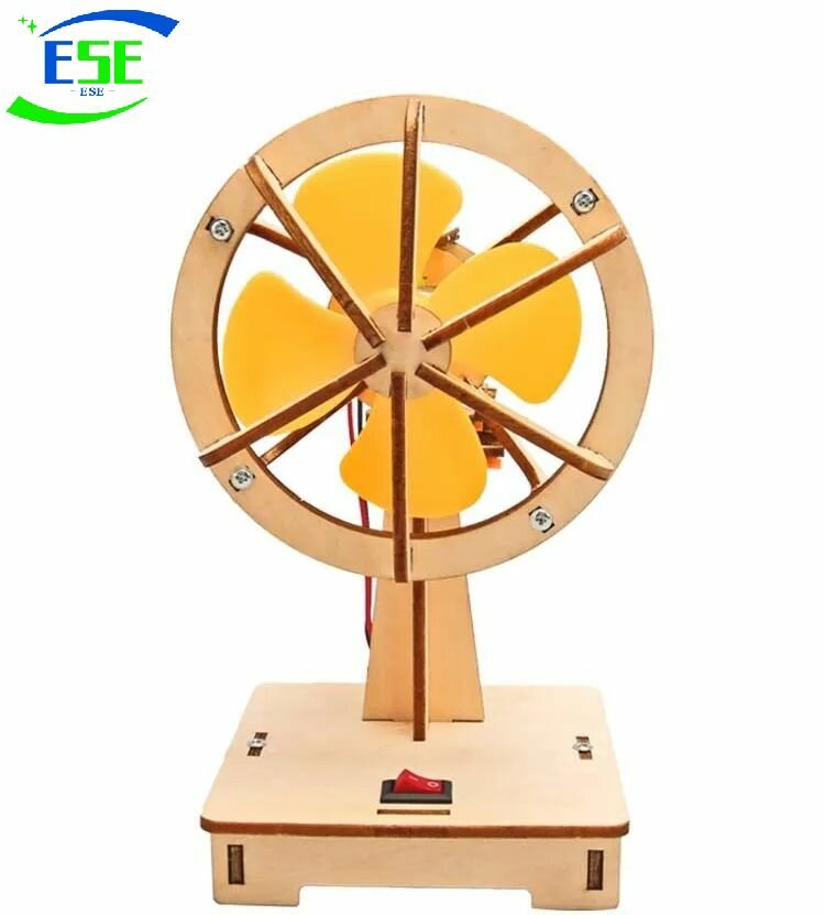 Маленький электрический вентилятор для сборки, деревянная развивающая модель с качающейся головой для научных экспериментов и обучения детей 5+