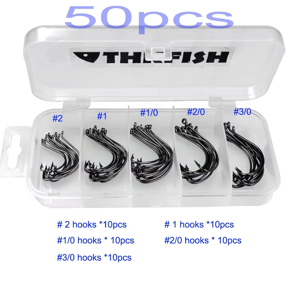 THKFISH 50 шт./кор. дурацкие крючки из высокоуглеродистой стали с широким зазором, рыболовные крючки для Drop Shot Rig Wacky Rigs, мягкие приманки, крючок с колючками для червей