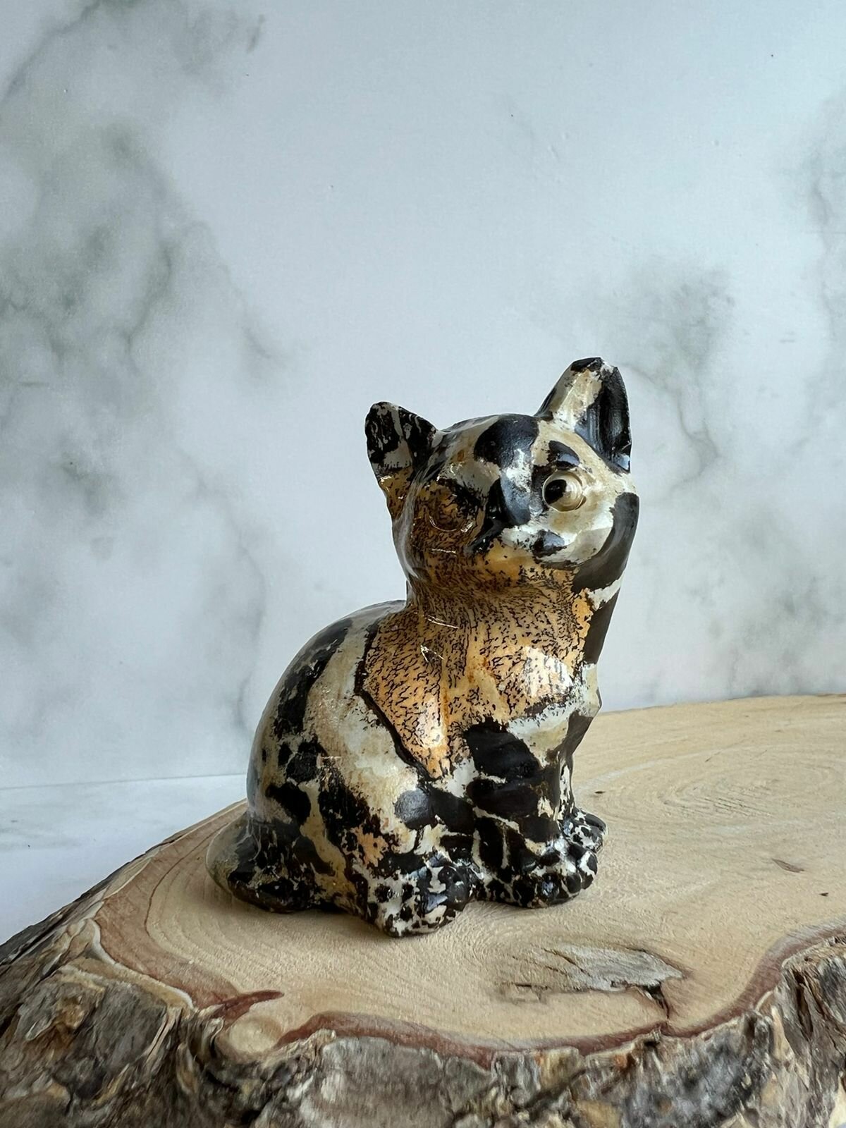 Фигурка-сувенир "Кошечка" из натурального камня Яшма пейзажная, 75*55*50мм