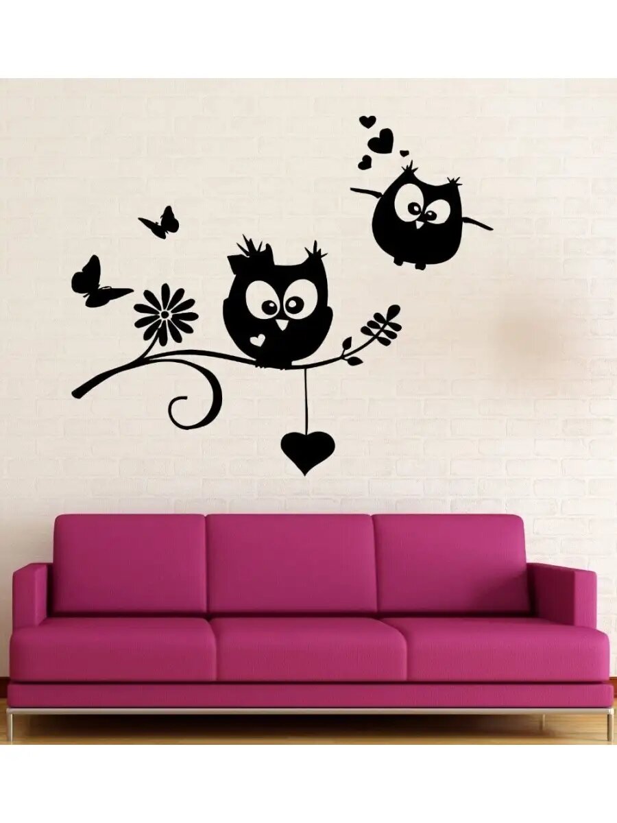 Наклейка на стену для декора интерьерная Совы