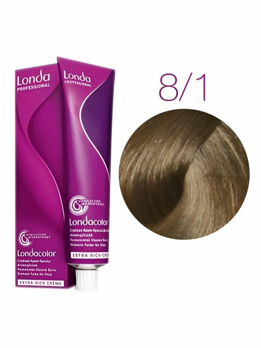 LC Стойкая крем краска для волос, 8/1, Светлый блонд пепельный
