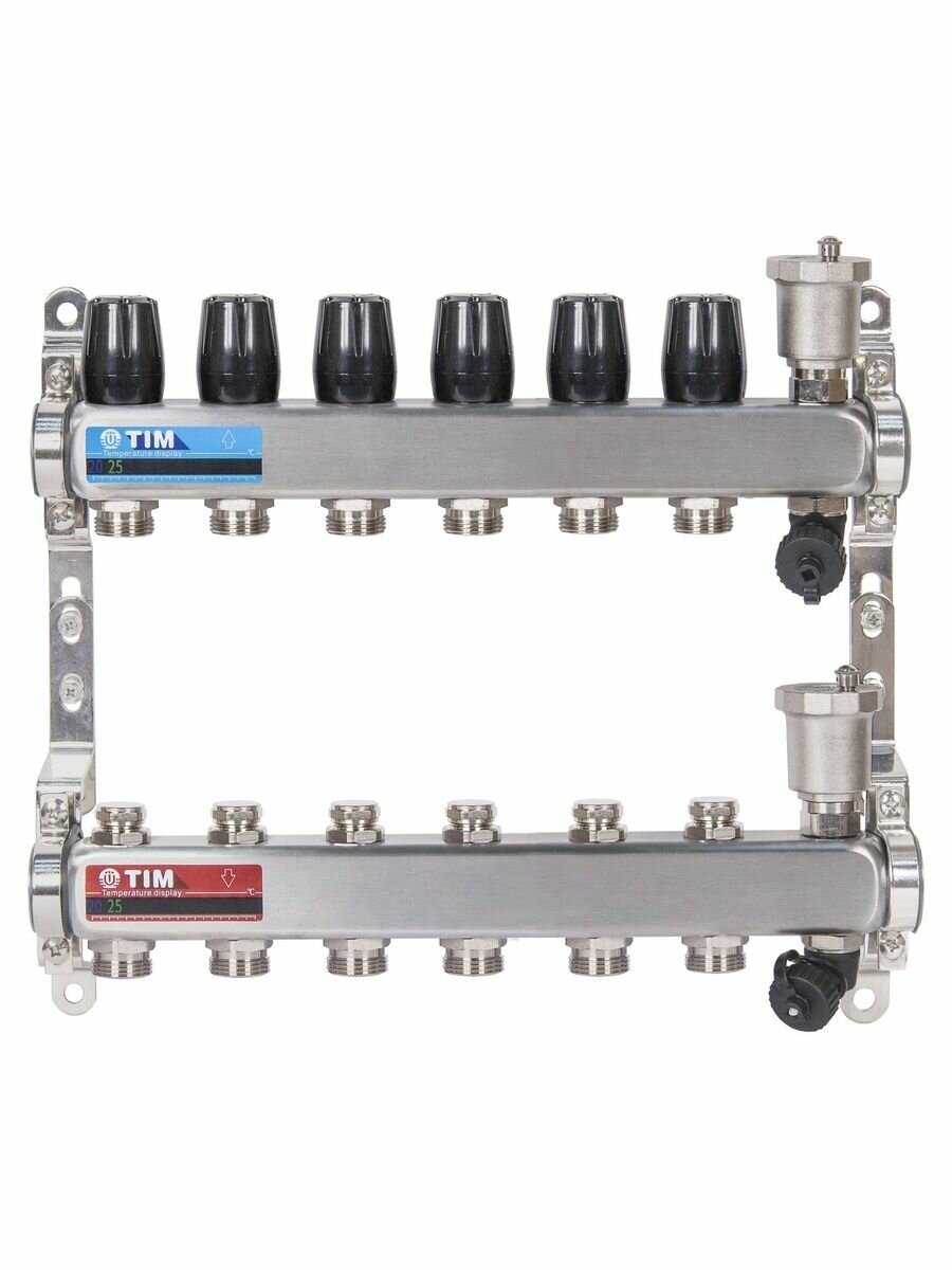 Коллектор 6 контуров для отопления, TIM, KBS5006