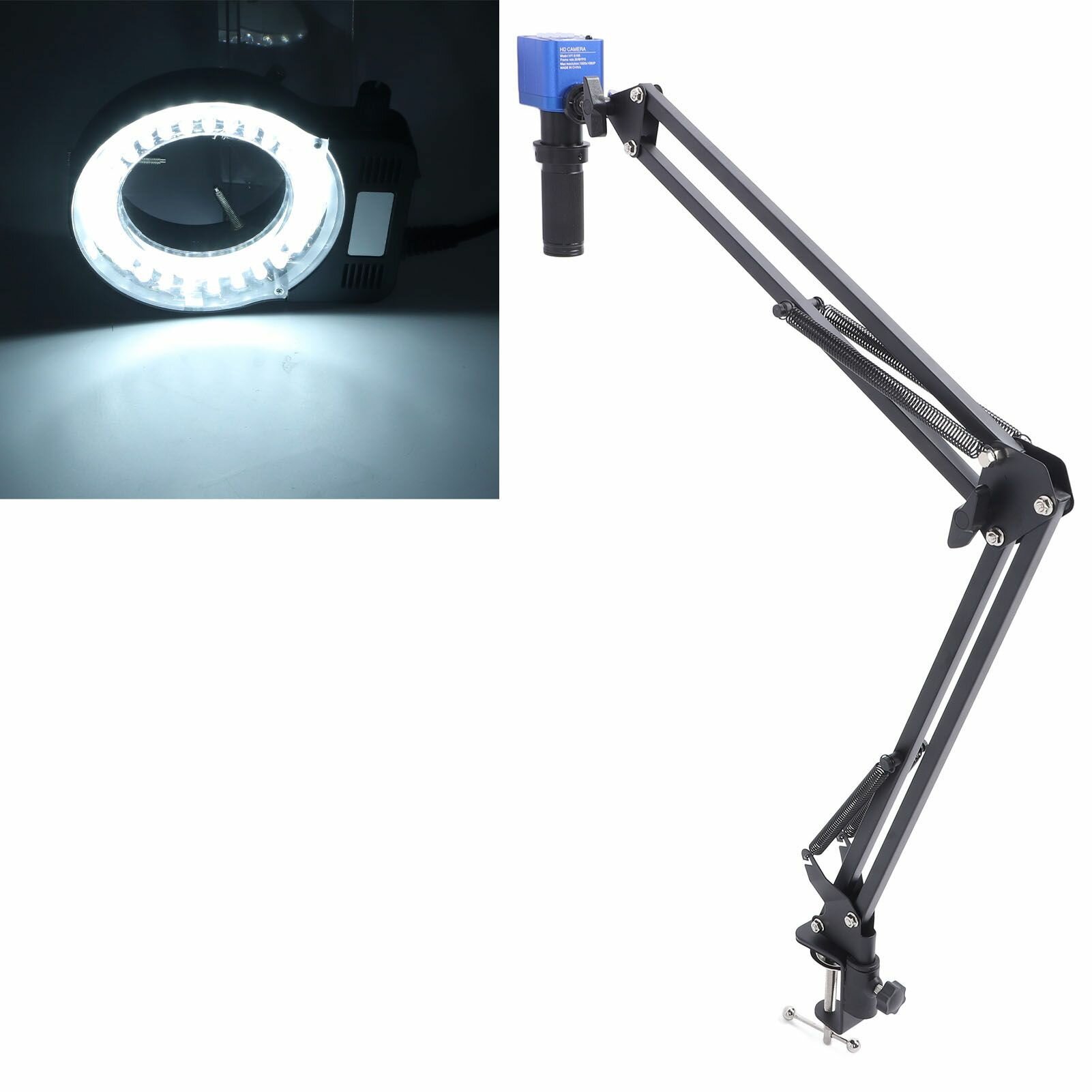 Цифровая Микроскопическая Камера 1080P 24MP HD Industry с Объективом 150X C Mount и светодиодной Кольцевой Подсветкой EU Plug