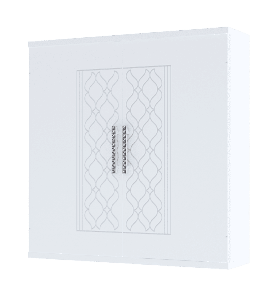 Шкаф навесной Тиффани гостиная 800х200х800 мм Фасад цвет: Белый поры дерева/Белый глянец