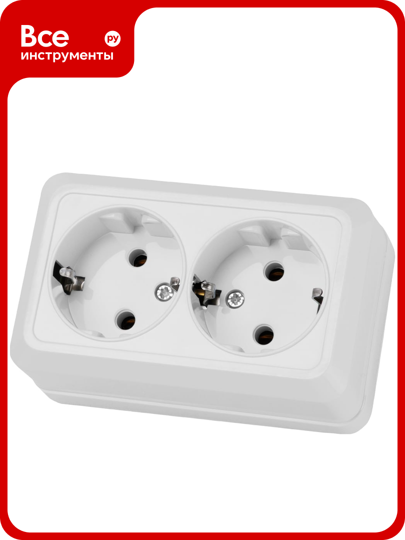Двойная розетка открытой установки 2П+3 IP20 16А, белая TDM ELECTRIC Ладога SQ1801-0019