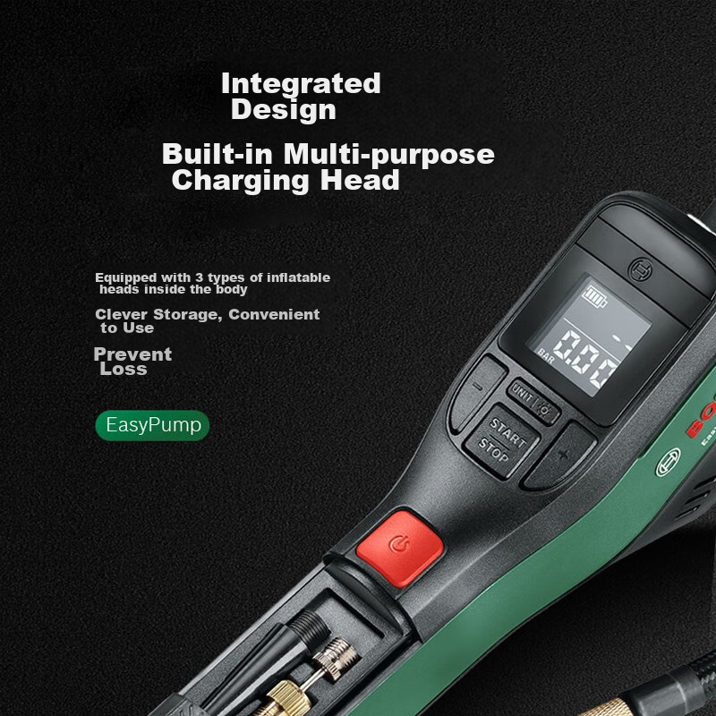 Bosch Car Air Pump, Tire Inflator, High-Power Single-Cylinder Portable Pump for Small Cars And Motorcycles