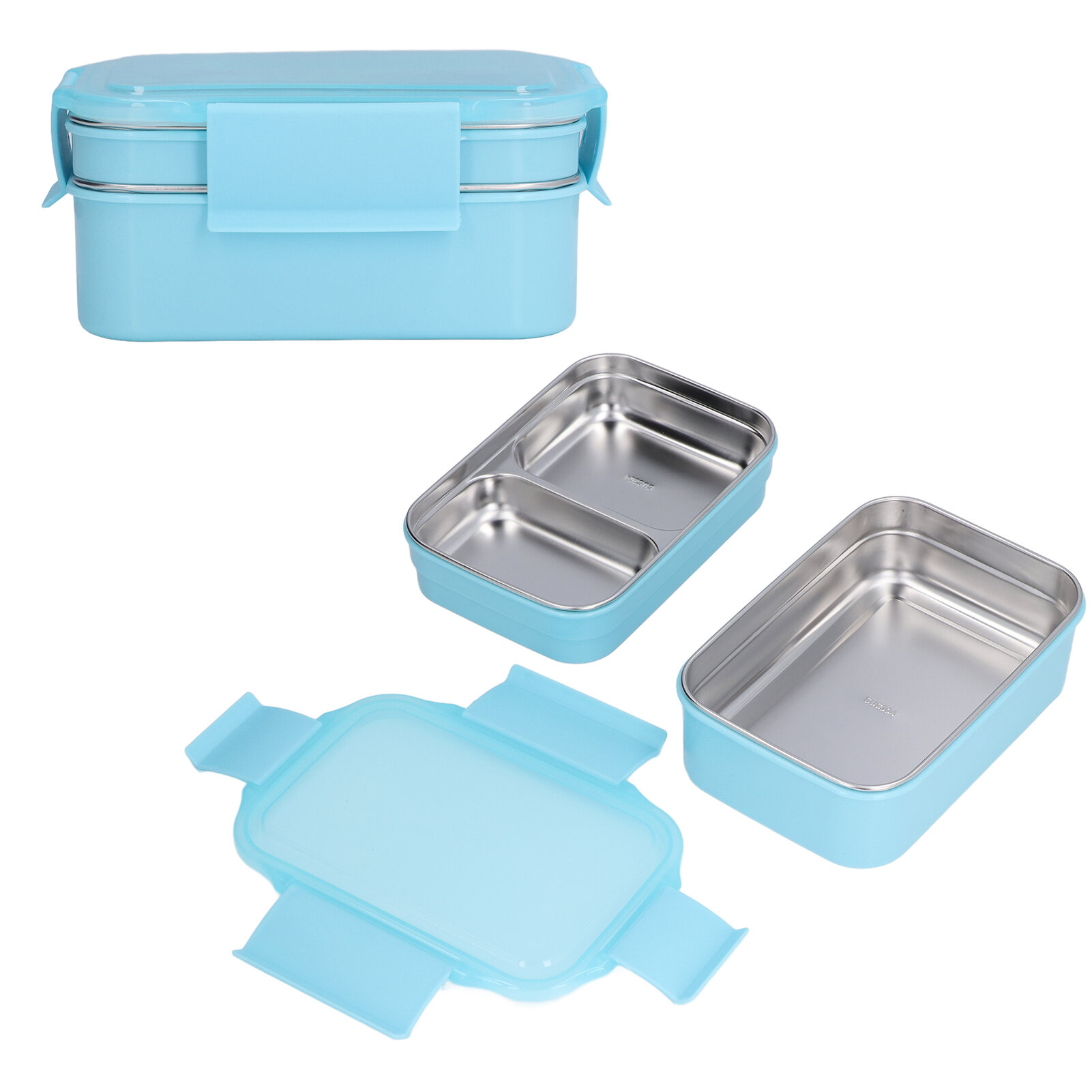 Электрический ланч-бокс из нержавеющей стали 304, двухслойный изолированный ланч-бокс с отделением для офиса, школы TravelBlue