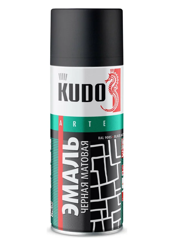 Краска черная матовая аэрозоль 520мл kudo