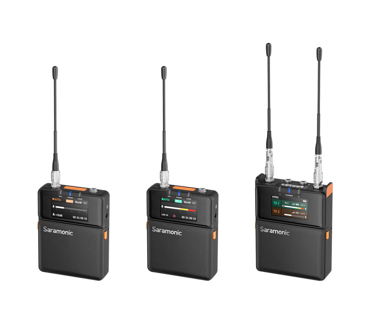 Беспроводная система Saramonic K9, TX+TX+RX, 3.5 мм TRS, УВЧ, 550-960 МГц, 2 канала, кейс, для конференций