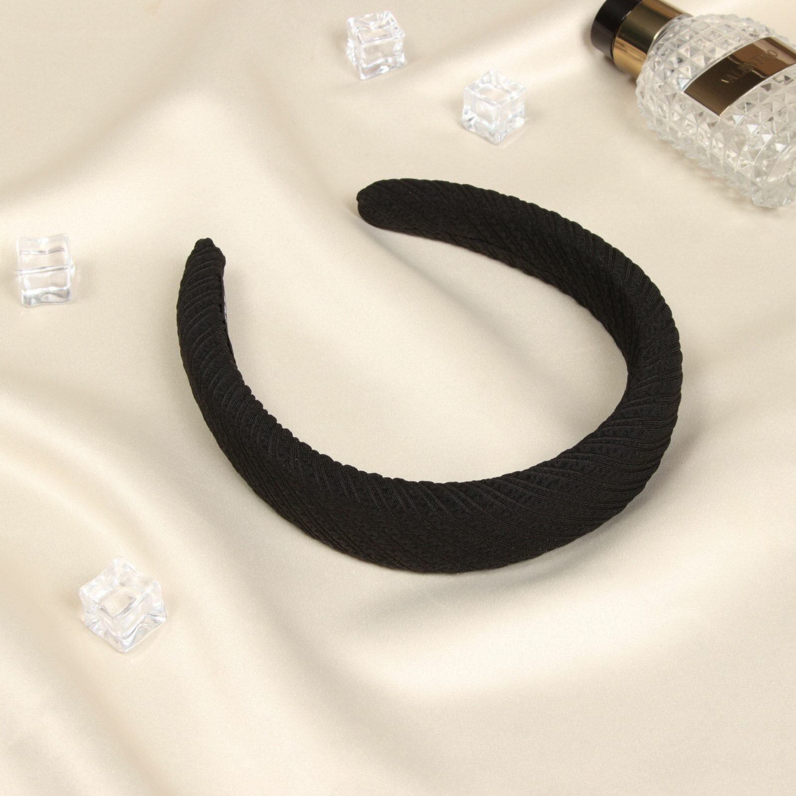 Ободок для волос "Жаннет", классик орнамент, 3 см, чёрный, вид ободка: классический