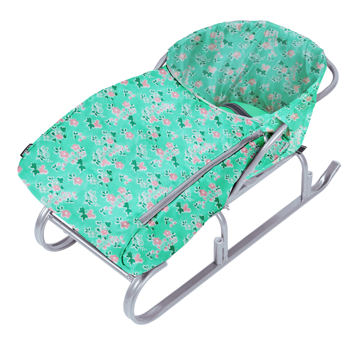 Сиденье-Матрац для санок универсальное СС3/ЦМ цветочный мятный Ника