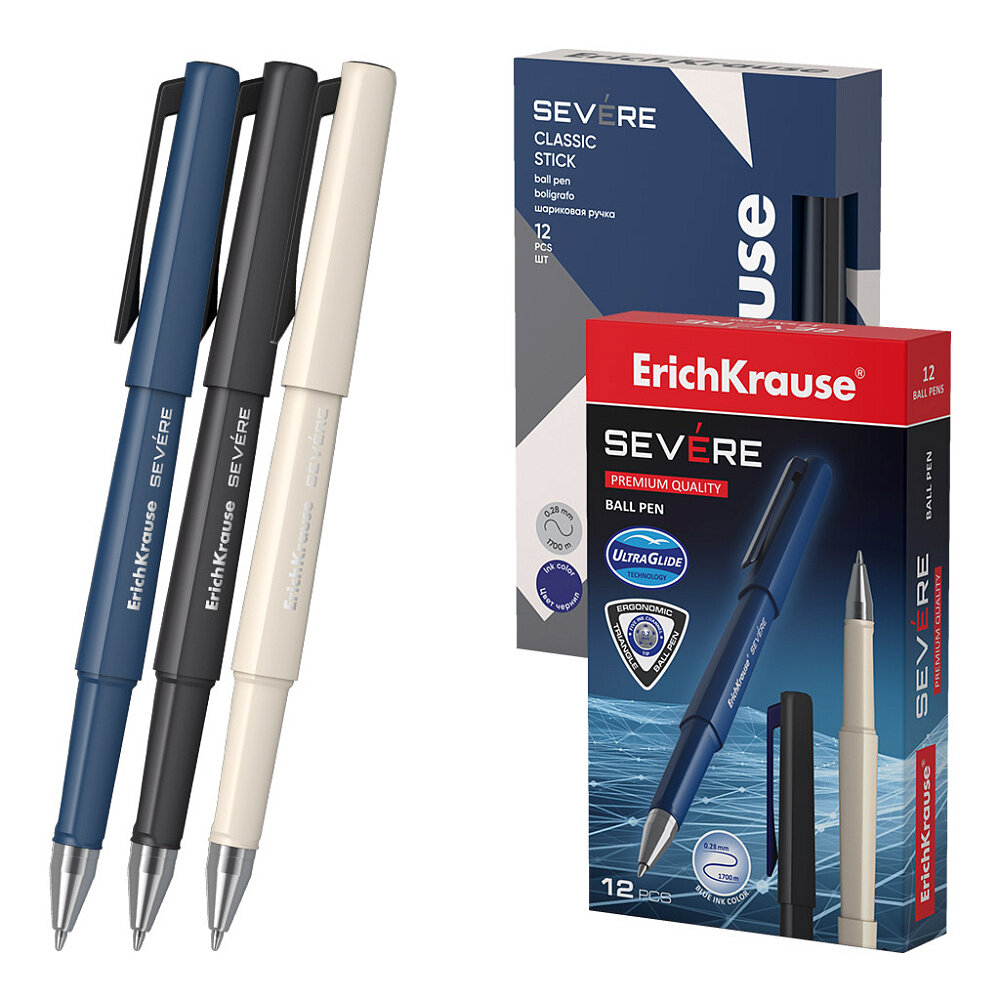 Ручка шариковая ErichKrause® Severe, Ultra Glide Technology, цвет чернил синий, 12 шт