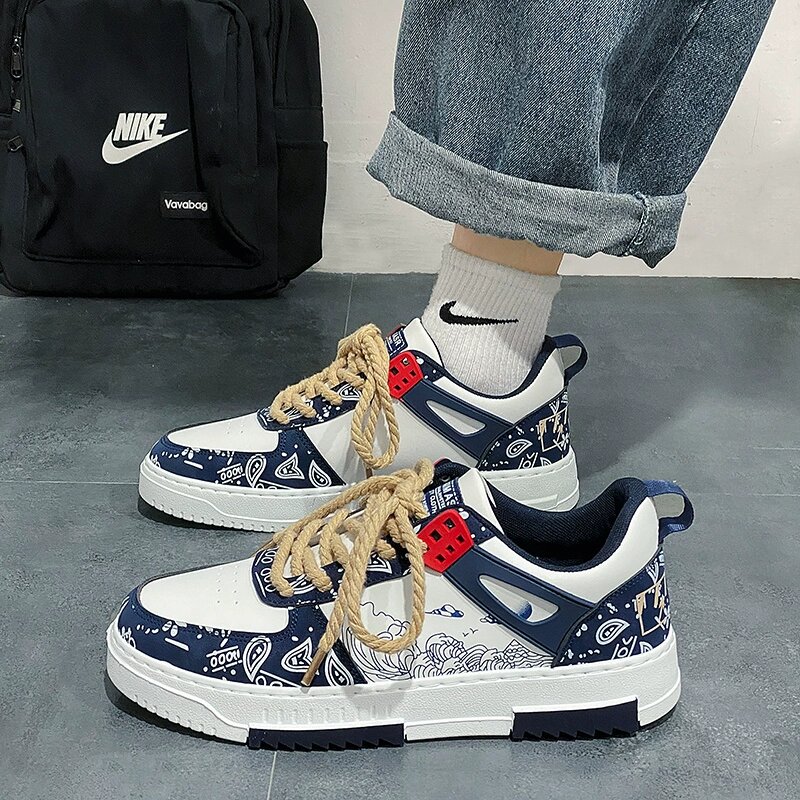 MOOCIE Мужские осенние дышащие кроссовки 2025 года, новый стиль, универсальные, повседневные, нишевый дизайн, спортивная обувь на толстой подошве, белые, модные, EU:42