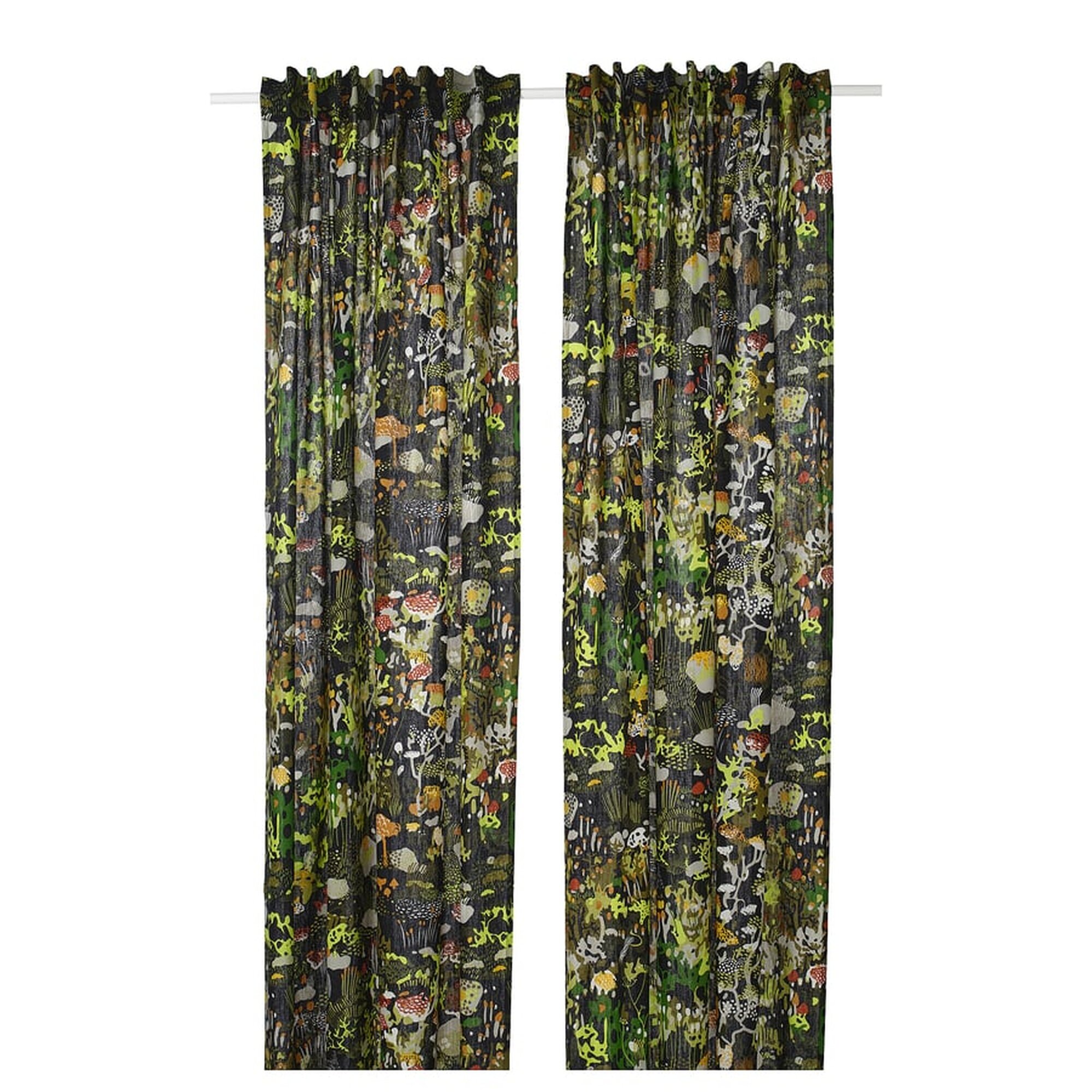 Штора 2 шт. IKEA STOCKHOLM 2025 145x300 см, черная многоцветная/лента, 806.010.88