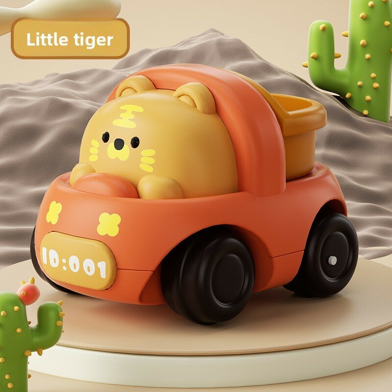 Puppy cartoon mini inertia construction car for kids plastic engineering toy for sensory development