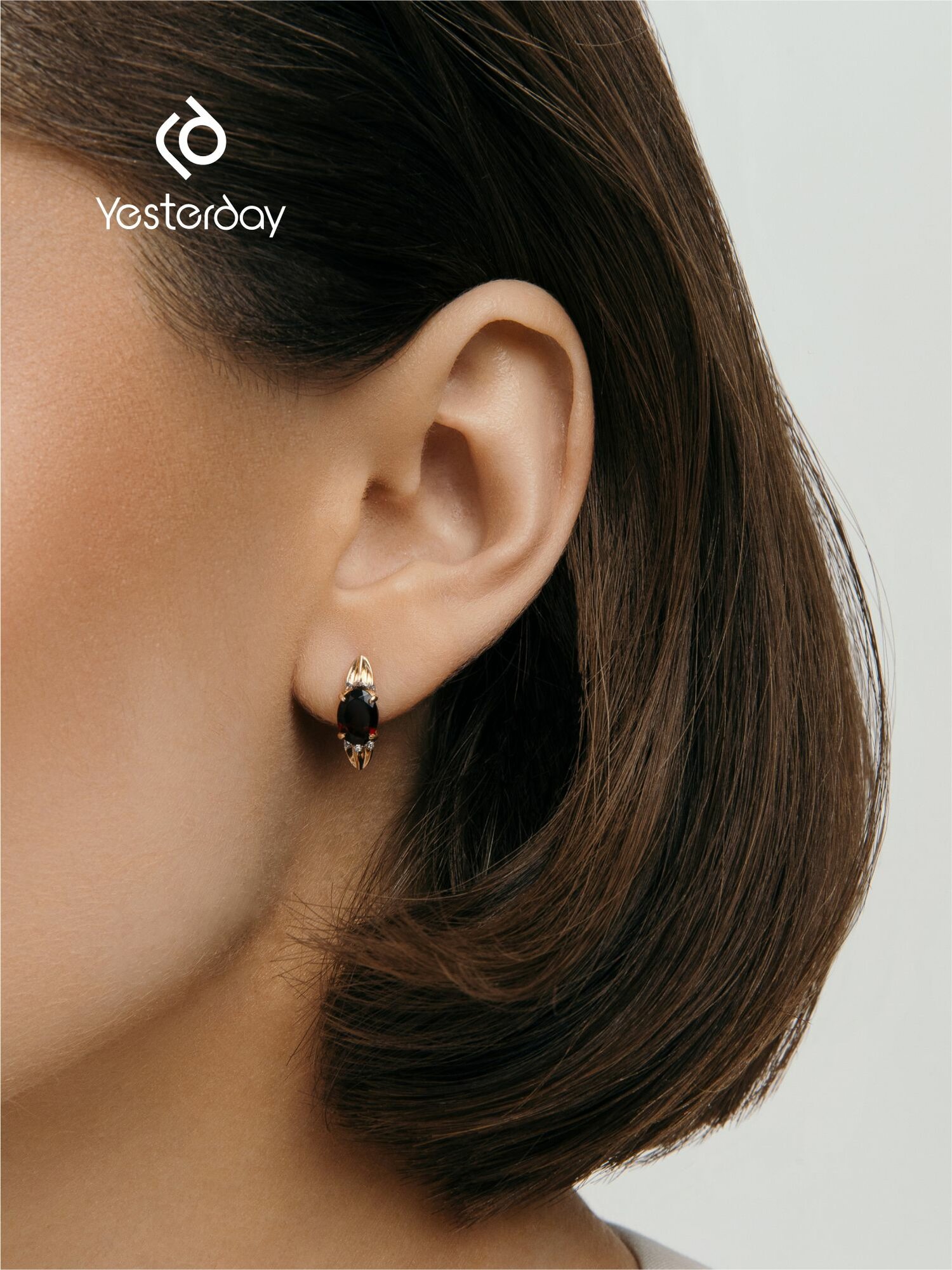 Серьги, красное золото, 585 проба, фианит, гранат