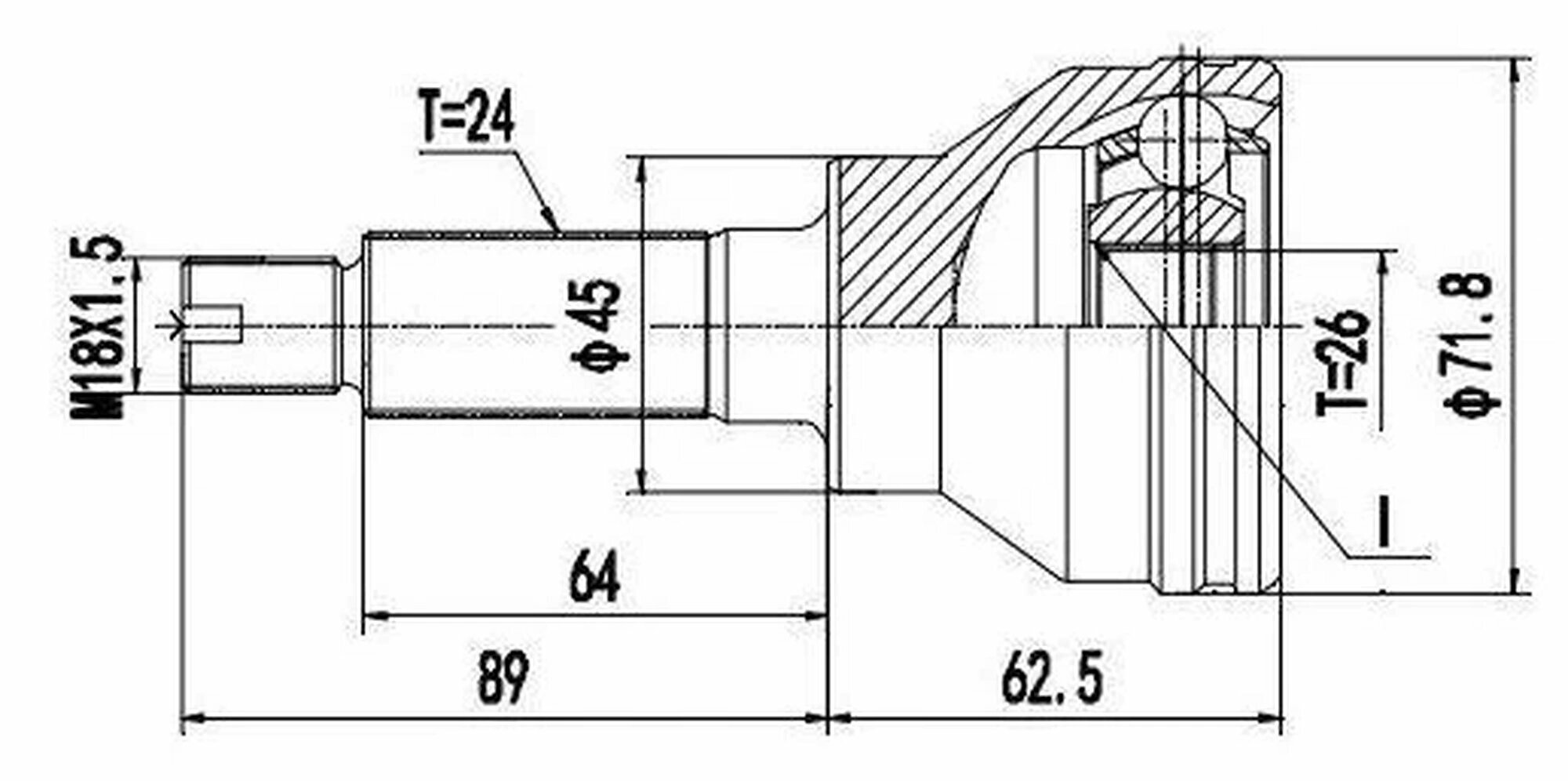 ШРУС для а/м Suzuki SX4 (06-) 1.6i 4WD (наруж. зад.) (GO 2407), TRIALLI, GO2407