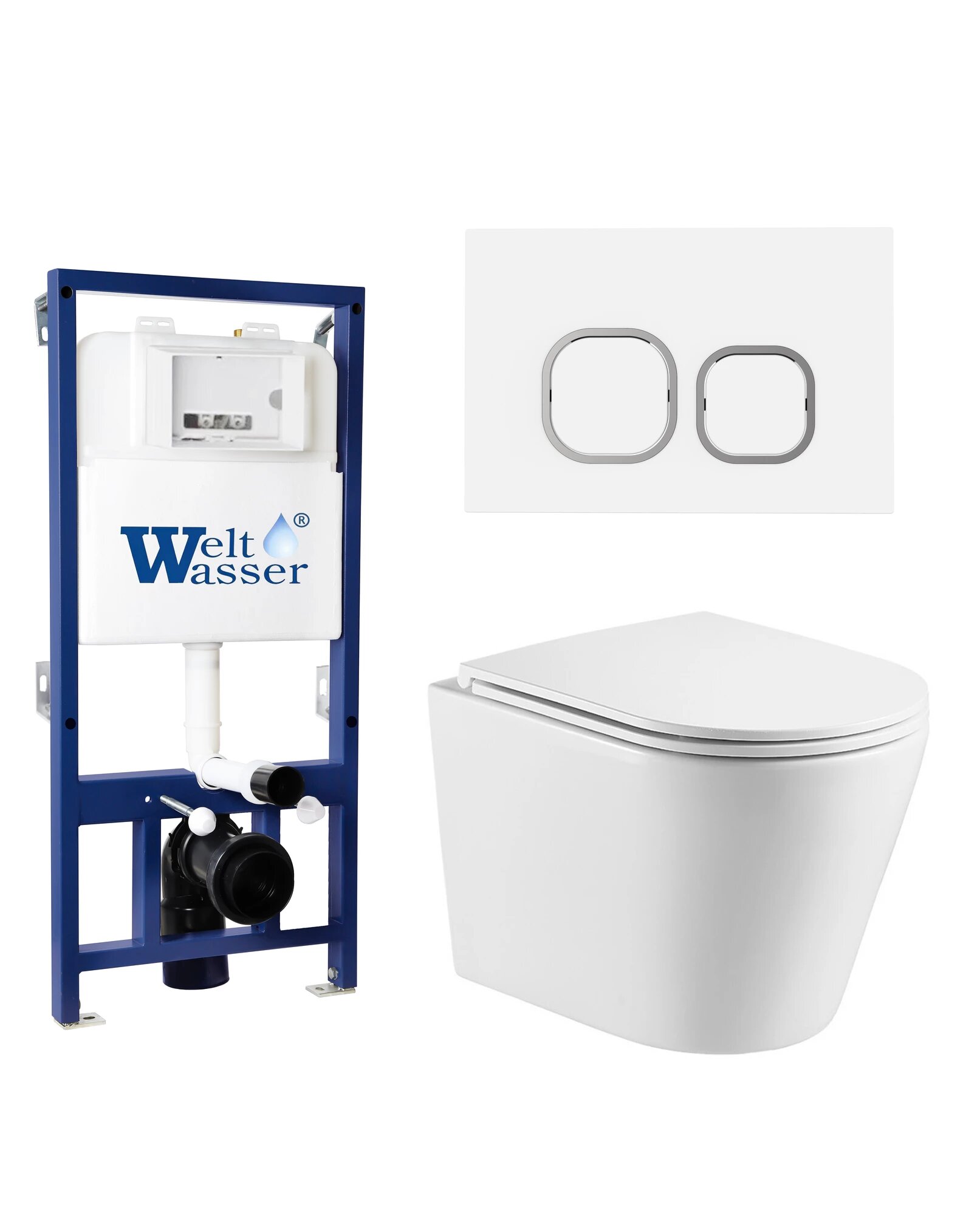 Комплект Weltwasser 10000012936 унитаз salzbach 043 gl-wt + инсталляция bamberg 525 кнопка смыв