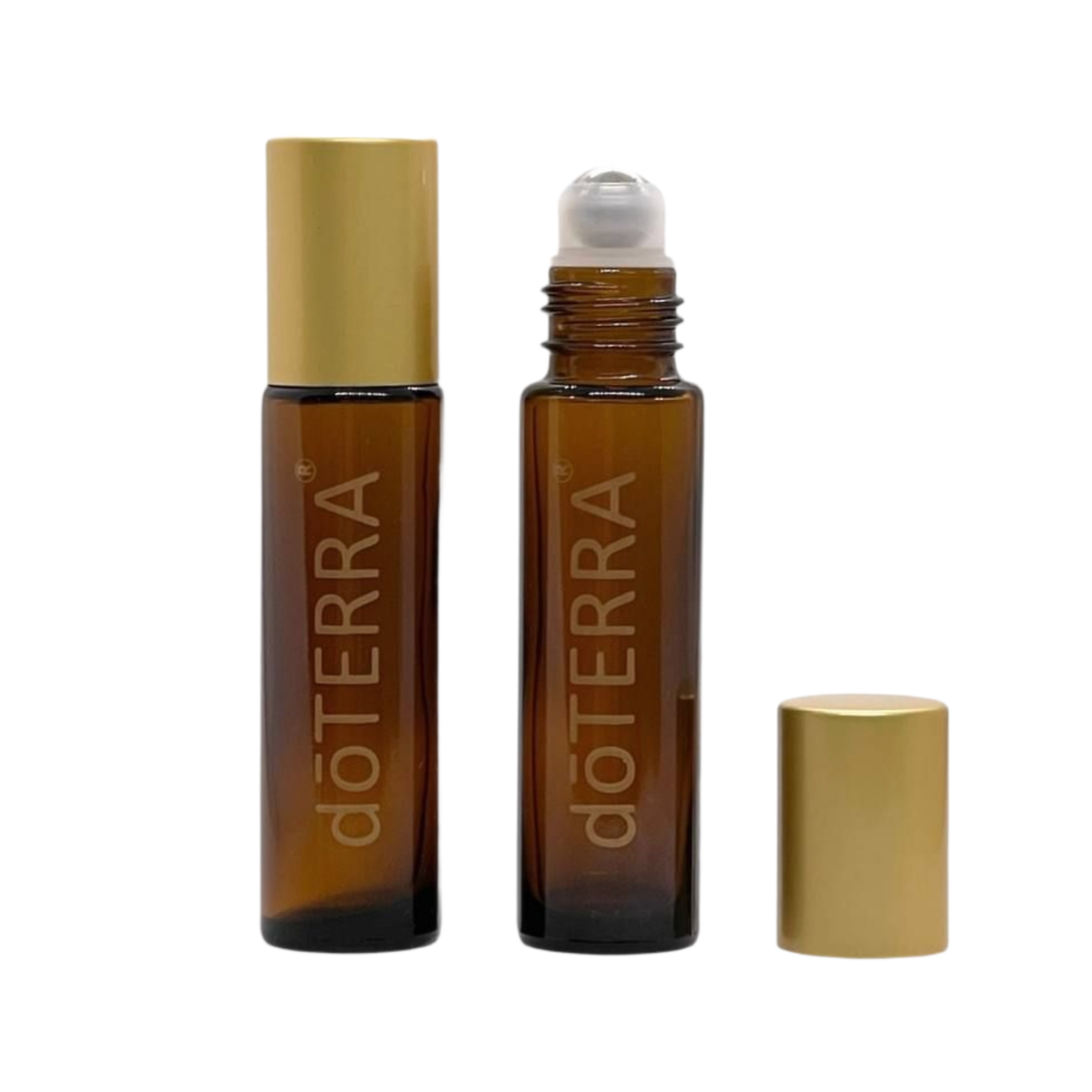 Набор роллеров для эфирных масел, флакон 10 мл, 6 штук, коричневое стекло, золотистый логотип doTERRA, желтая крышка