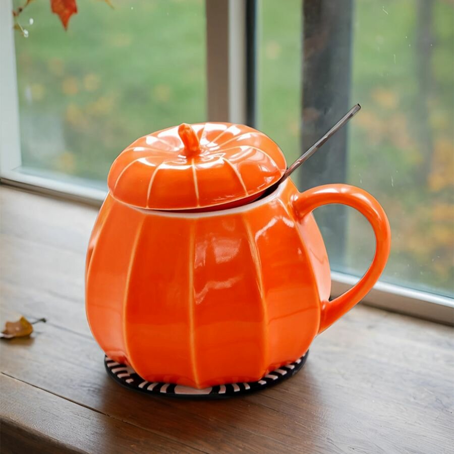 Кружка тыква с крышкой