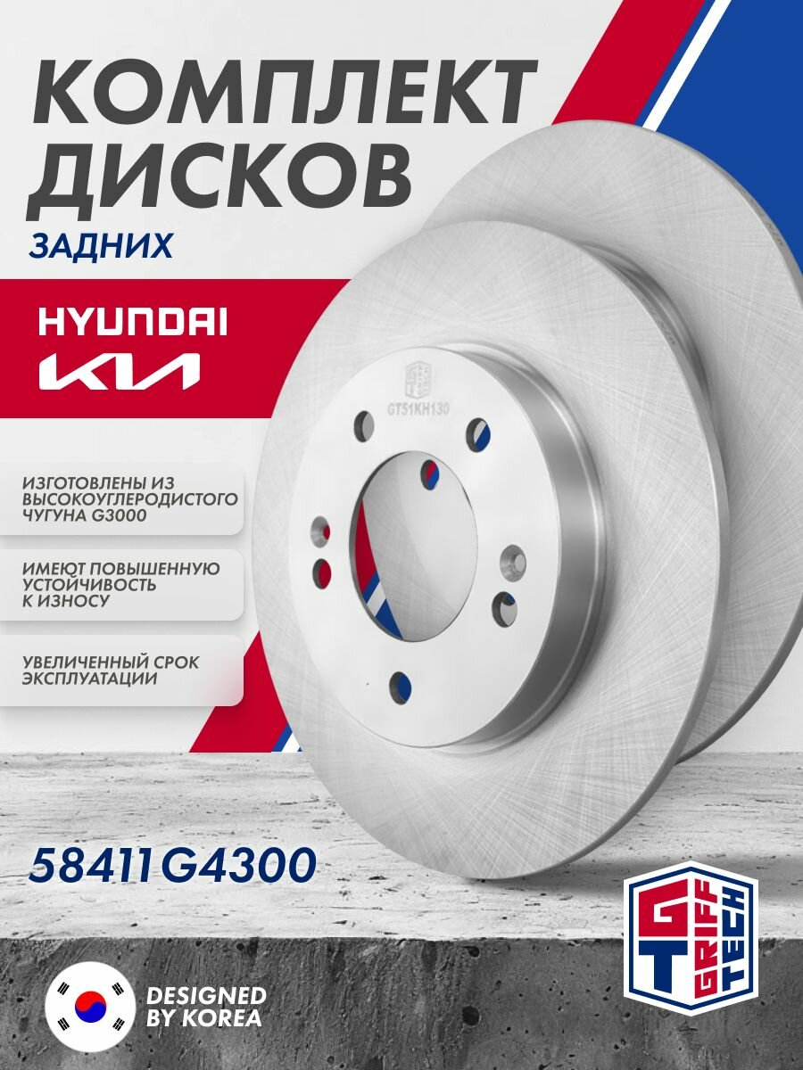 Комплект тормозных дисков задних KIA Ceed Hyundai I30 58411G4300 Киа Сид