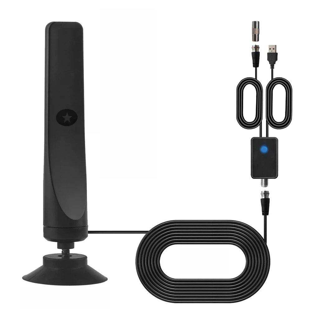 Цифровая телевизионная антенна с усилителем сигнала HD, поддержка 4K 1080P, антенна с высоким коэффициентом усиления, радиус действия 50 миль, Plug-Play для улицы и помещений