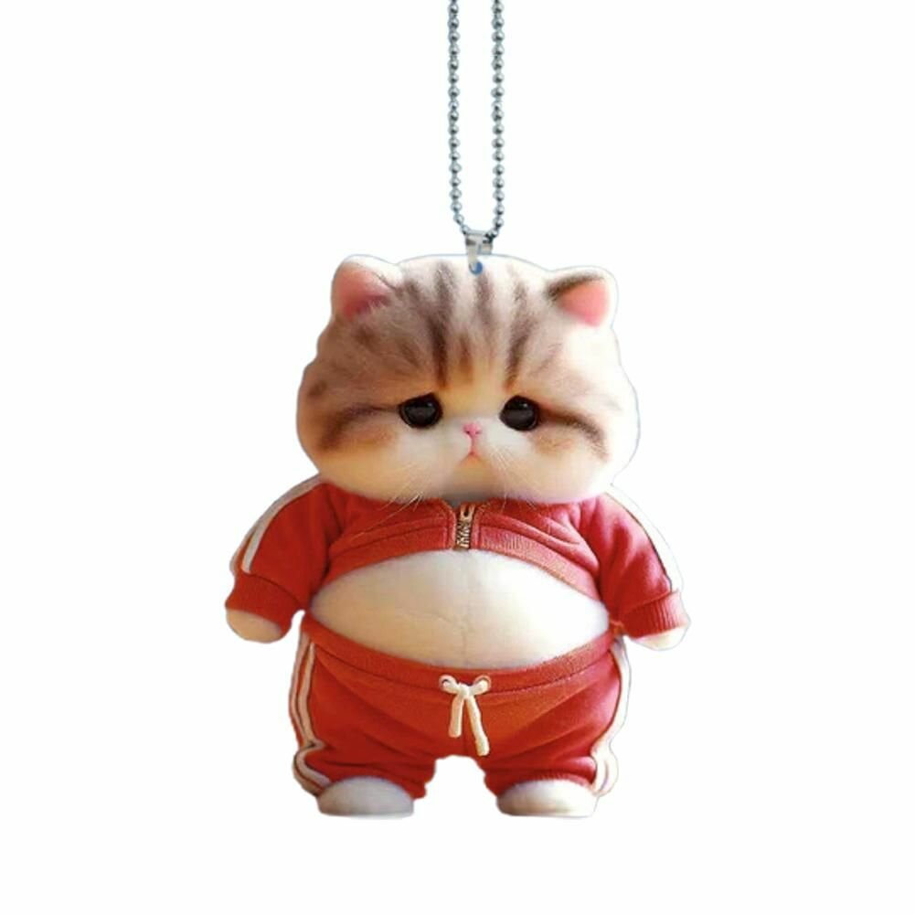 2д Акриловый кулон, Кот в спортивной одежде, Подходит для автомобилей, рюкзаков, брелоков и т. д.