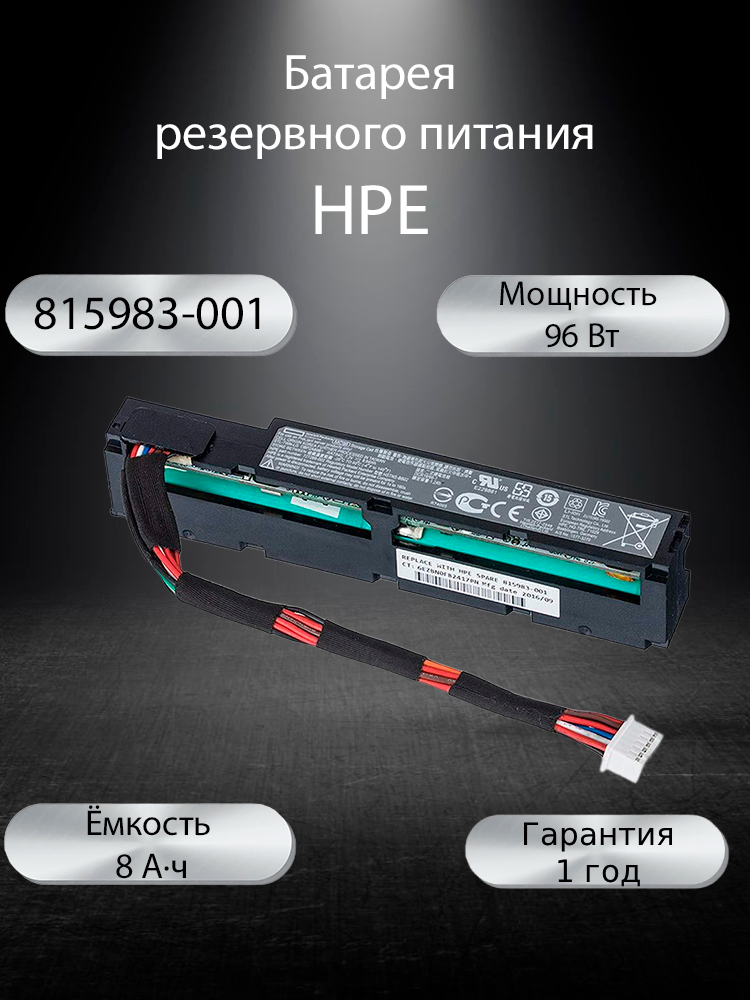Аккумулятор резервного питания Hewlett Packard Smart Storage Megacell 815983-001 96 Ватт, Li-Ion, 12В, для серверов HPE
